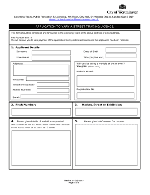 Street Trading Licence Westminster - Fill Online, Printable, Fillable ...