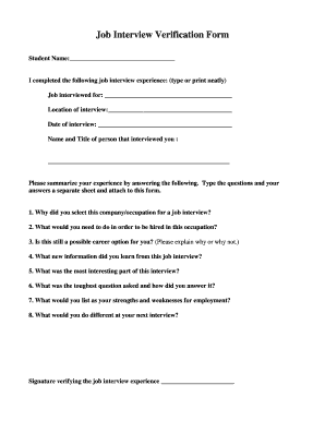 Fillable Online Job Interview Verification Form - Zillah Schools Fax ...
