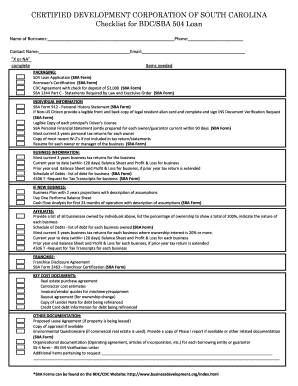 Fillable Online Checklist for BDC/SBA 504 Loan Fax Email Print - pdfFiller