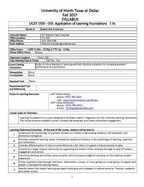 Fillable Online University of North Texas at Dallas SYLLABUS: MATH ...