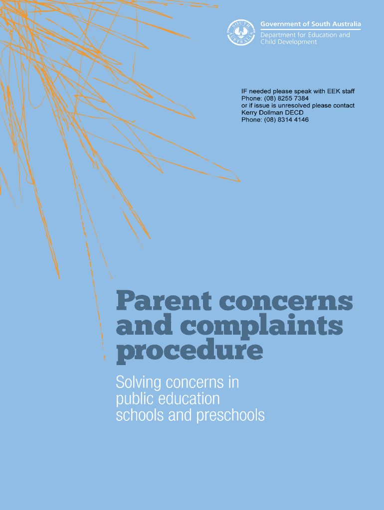 Fillable Online Parent complaint procedure. Procedure Template Fax ...