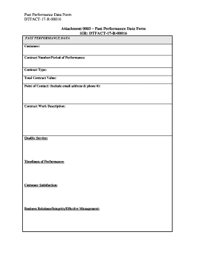 Fillable Online faaco faa Past Performance Data Form DTFACT-17-R-00016 ...