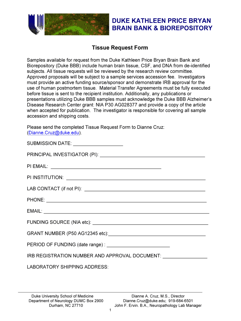 Fillable Online 2017 Brain Tissue Request form ADRC.20170328.docx Fax ...
