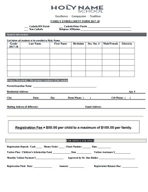 Fillable Online FAMILY ENROLLMENT FORM 2017-18 Fax Email Print - pdfFiller
