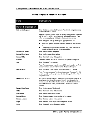 Fillable Online Chiropractic Treatment Plan Form Instructions Fax Email ...