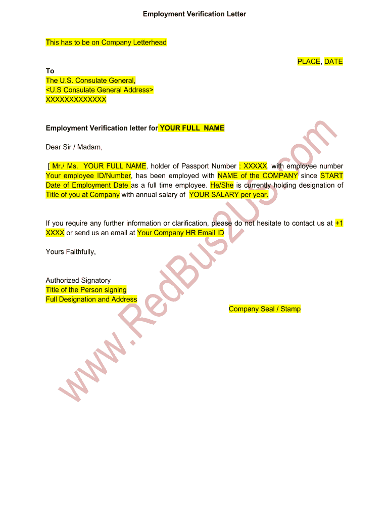 Employment Verification Letter For Parents B2 Visa - Fill Online ...