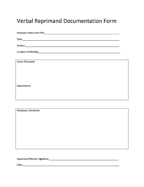 Fillable Online Verbal Reprimand Documentation Form Fax Email Print ...