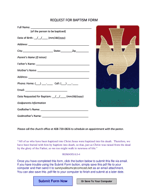 Fillable Online REQUEST FOR BAPTISM FORM Fax Email Print - pdfFiller