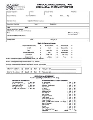 Fillable Online PHYSICAL DAMAGE INSPECTION/ Fax Email Print - pdfFiller
