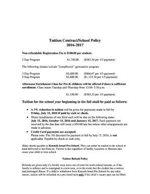 Fillable Online School Policy / Tuition Contract Fax Email Print ...