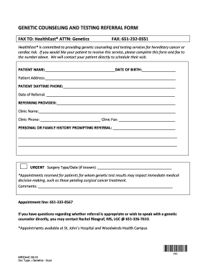 Fillable Online genetic counseling and testing referral form ...