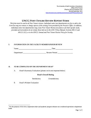 Fillable Online provost uncg UNCG Post-Tenure Review Report Form ...