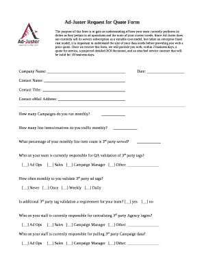 Fillable Online Ad-Juster Request for Quote Form Fax Email Print ...