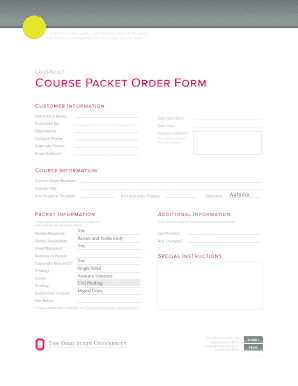 Fillable Online uniprint osu Course Packet Order Form - UniPrint Fax ...