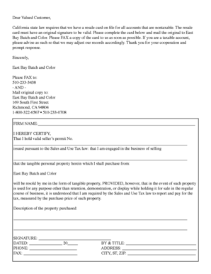 Fillable Online California Resale Certificate - East Bay Batch Color ...