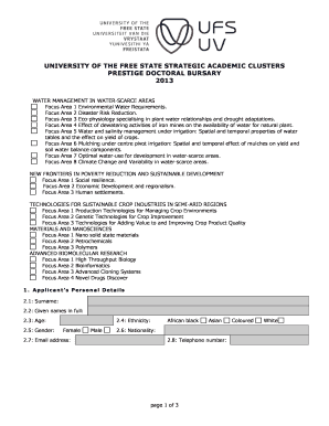 Fillable Online research ufs ac Application form and Checklist: UFS ...