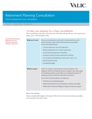 Fillable Online Retirement Planning Consultation Fax Email Print ...
