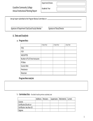 Fillable Online Annual Institutional Planning Report form.pdf - Coastline Community ... Fax ...