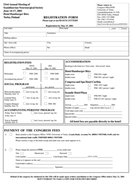 Fillable Online congress utu PAYMENT OF THE CONGRESS FEES REGISTRATION ...