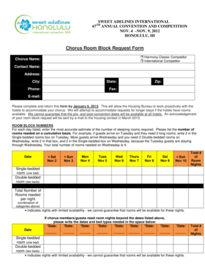 Fillable Online sweetadelineintl SWEET ADELINES INTERNATIONAL 67TH ANNUAL CONVENTION AND ...
