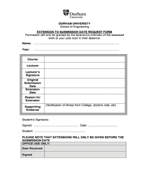 Fillable Online dur ac Extension form - Durham University - dur ac Fax ...
