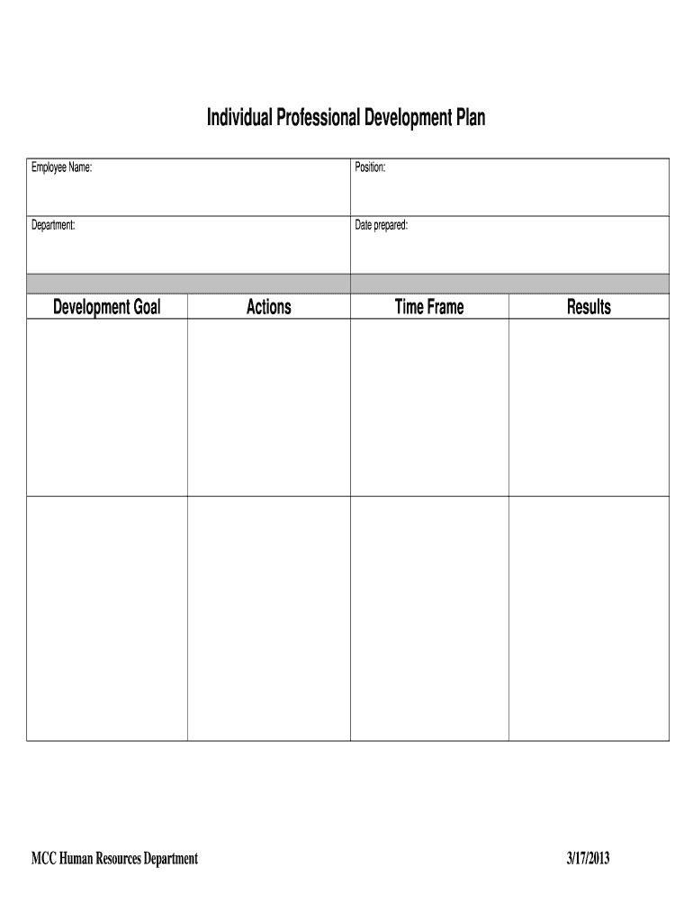 Fillable Online mesacc Individual Professional Development Plan Form ...