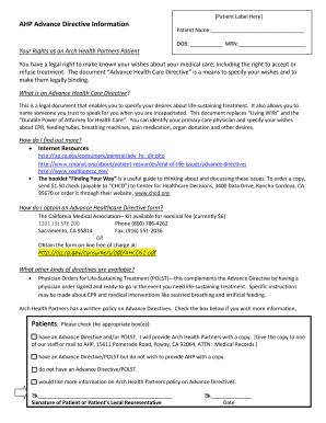 Fillable Online archhealth Family Practice Forms - Arch Health Partners ...