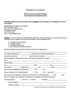 Fillable Online cfala CFA Society of Los Angeles 2013 CFA Exam Access ...