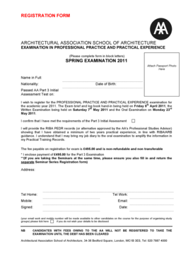 Fillable Online Registration form architectural association school of ...