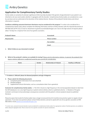 Fillable Online BApplicationb for Complimentary Family Studies - Ambry ...