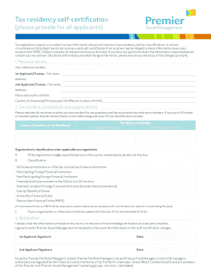 Fillable Online Tax Residency Self-Certification Application Form ...