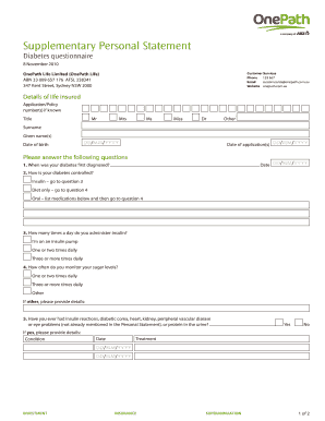 Fillable Online Diabetes questionnaire Fax Email Print - pdfFiller