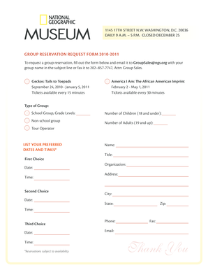 Fillable Online To request a group reservation, fill out the form below ...