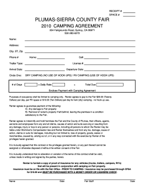 Fillable Online Interim Camping Agreement - Plumas Sierra County Fair ...