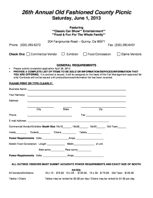 Fillable Online Picnic Application.doc Fax Email Print - pdfFiller