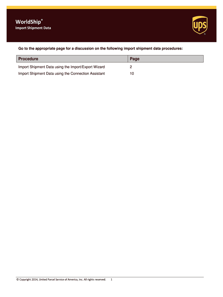Fillable Online ups Import Shipment Data Fax Email Print - pdfFiller