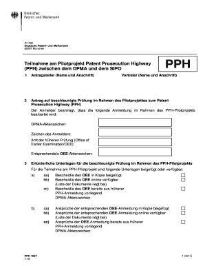 Ausfüllbar Online dpma Teilnahme am Pilotprojekt Patent Prosecution ...