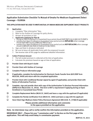 Fillable Online Application Submission Checklist To Mutual of Omaha For ...