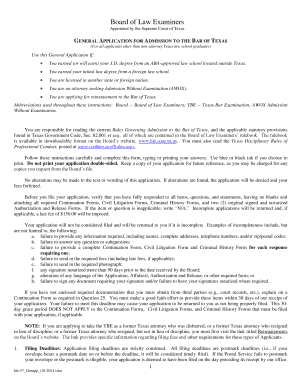 Fillable Online ble state tx General Application Instructions - Texas ...