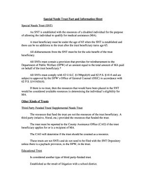 Fillable Online Special Needs Trust (SNT) Fax Email Print - pdfFiller