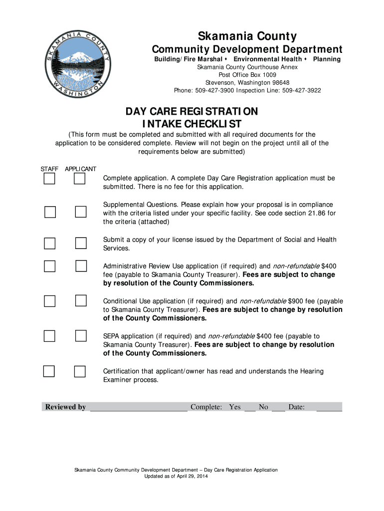 Fillable Online skamaniacounty Daycare Registration - Skamania County ...