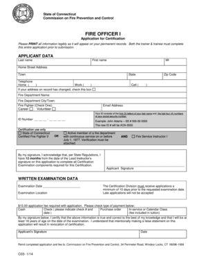 Fillable Online ct State of Connecticut Commission on Fire Prevention and Control FIRE OFFICER I ...