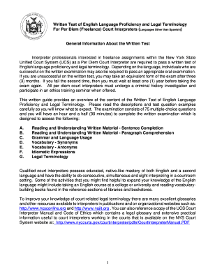 Fillable Online Written Test of English Language Proficiency and Legal ...