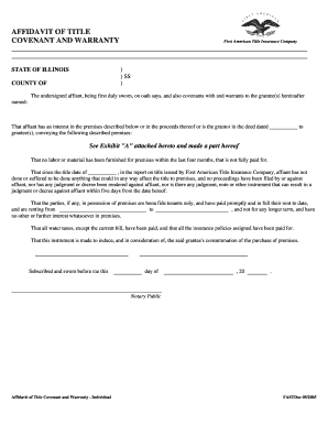 Fillable Online AFFIDAVIT OF TITLE - First American Corporation Fax ...