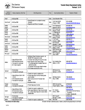 Fillable Online Transfer Stamp Requirement Listing Revised: 3.4.14 ...