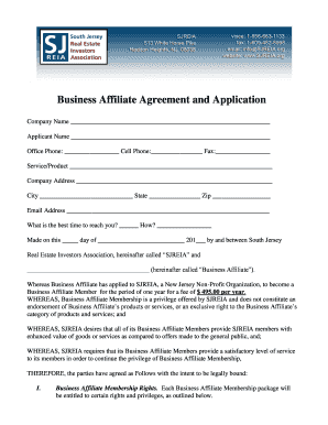 Fillable Online Business Affiliate Agreement and Application - Memberize.com Fax Email Print ...