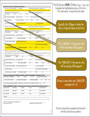 Fillable Online Pro Se Divorce With Children (Page 2 - Back side) S 4 ...