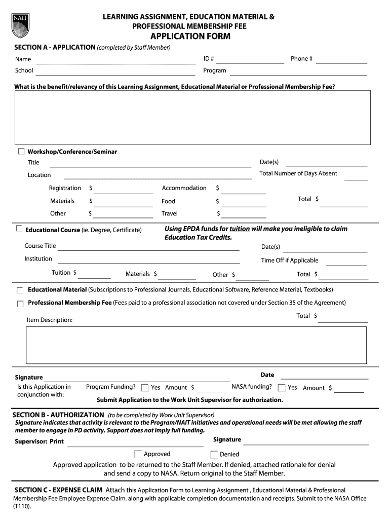 Fillable Online nait LEARNING ASSIGNMENT, EDUCATION MATERIAL & Fax Email Print - pdfFiller