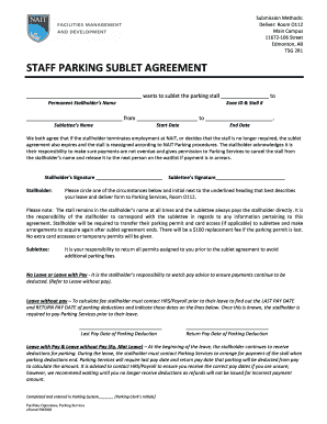 Fillable Online nait Staff Parking Sublet Agreement - NAIT Fax Email ...