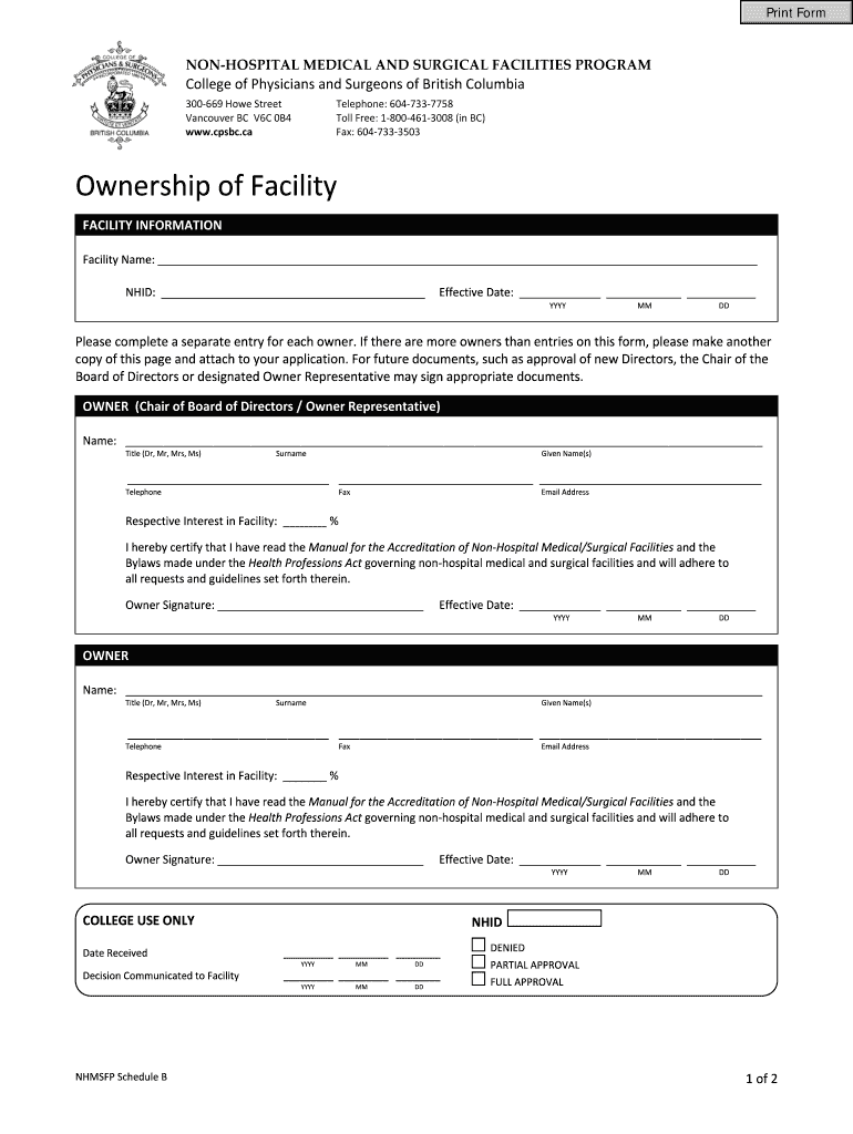 Fillable Online cpsbc OWNER(ChairofBoardofDirectorsOwnerRepresentative ...